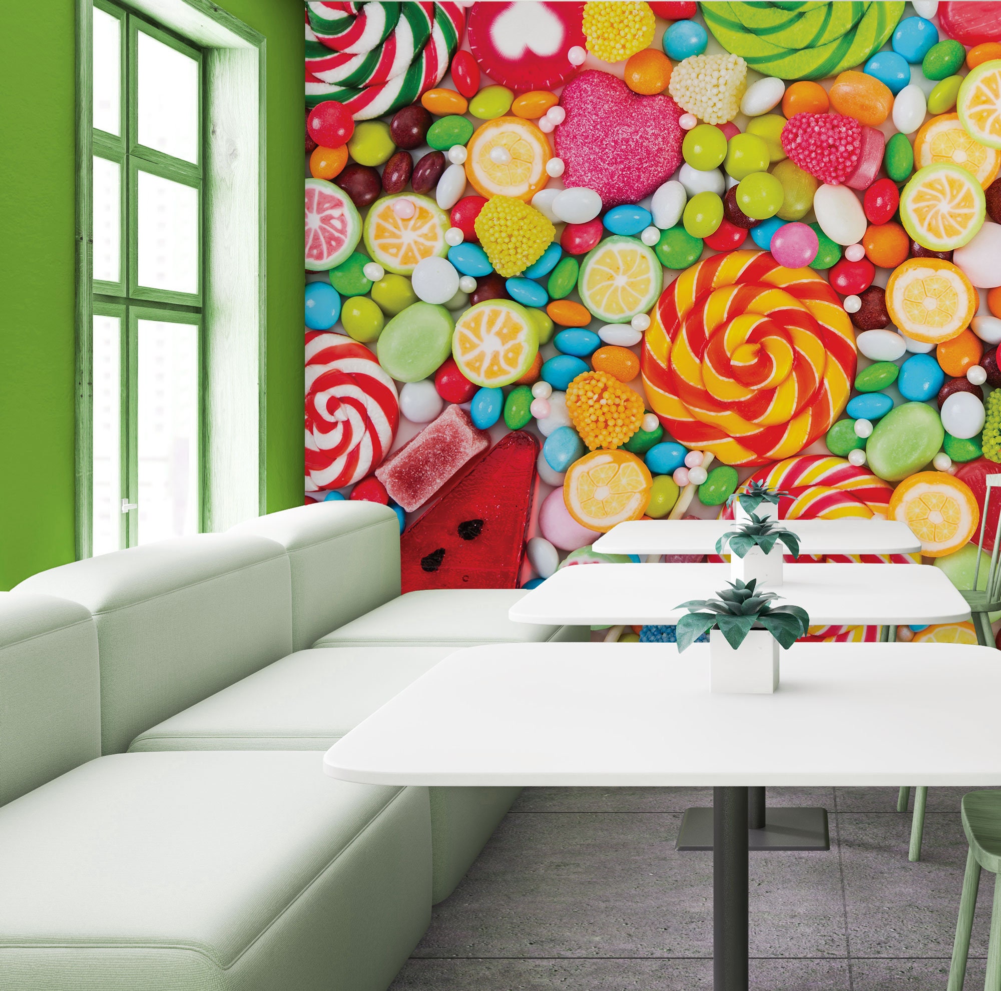 Colorful Sweets Wallpaper, Restaurant and Kitchen Wall Decor | Peel and ...