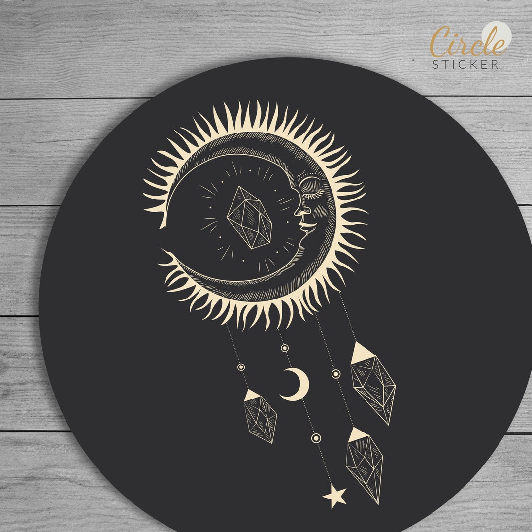 Moon & Crystals Sticker, Astrologic Wall Decal, Wall Decor, Room Wall ...