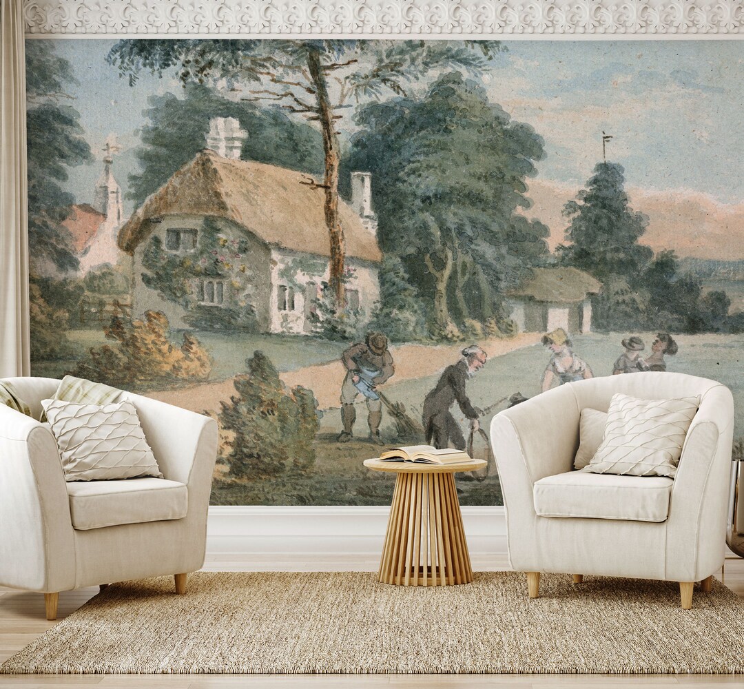 Rural Landscape Wallpaper, Wall Art Wallpaper | Peel and Stick (self ...