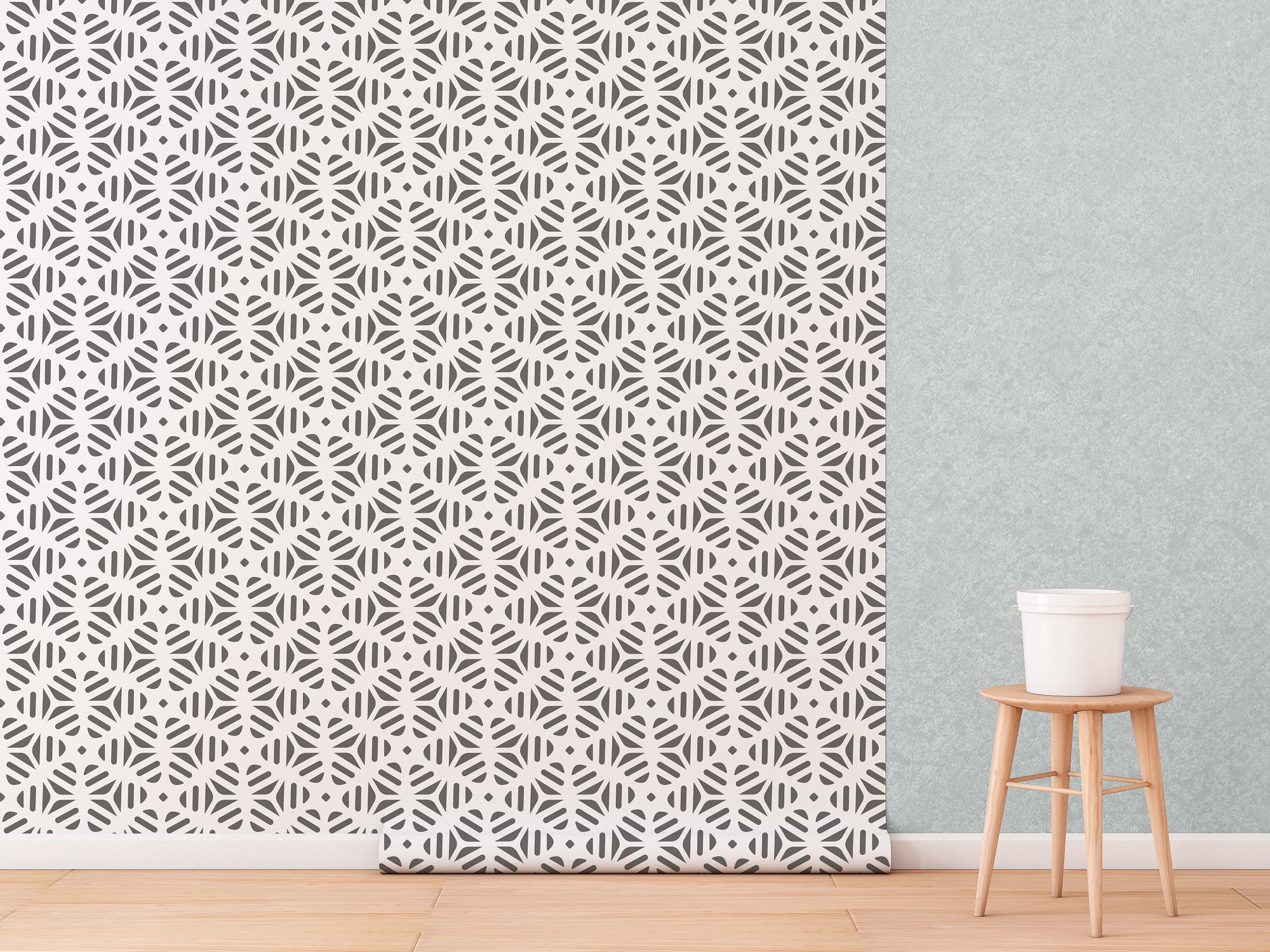 White and Gray Vector Pattern Wallpaper, Peel & Stick, Self Adhesive ...