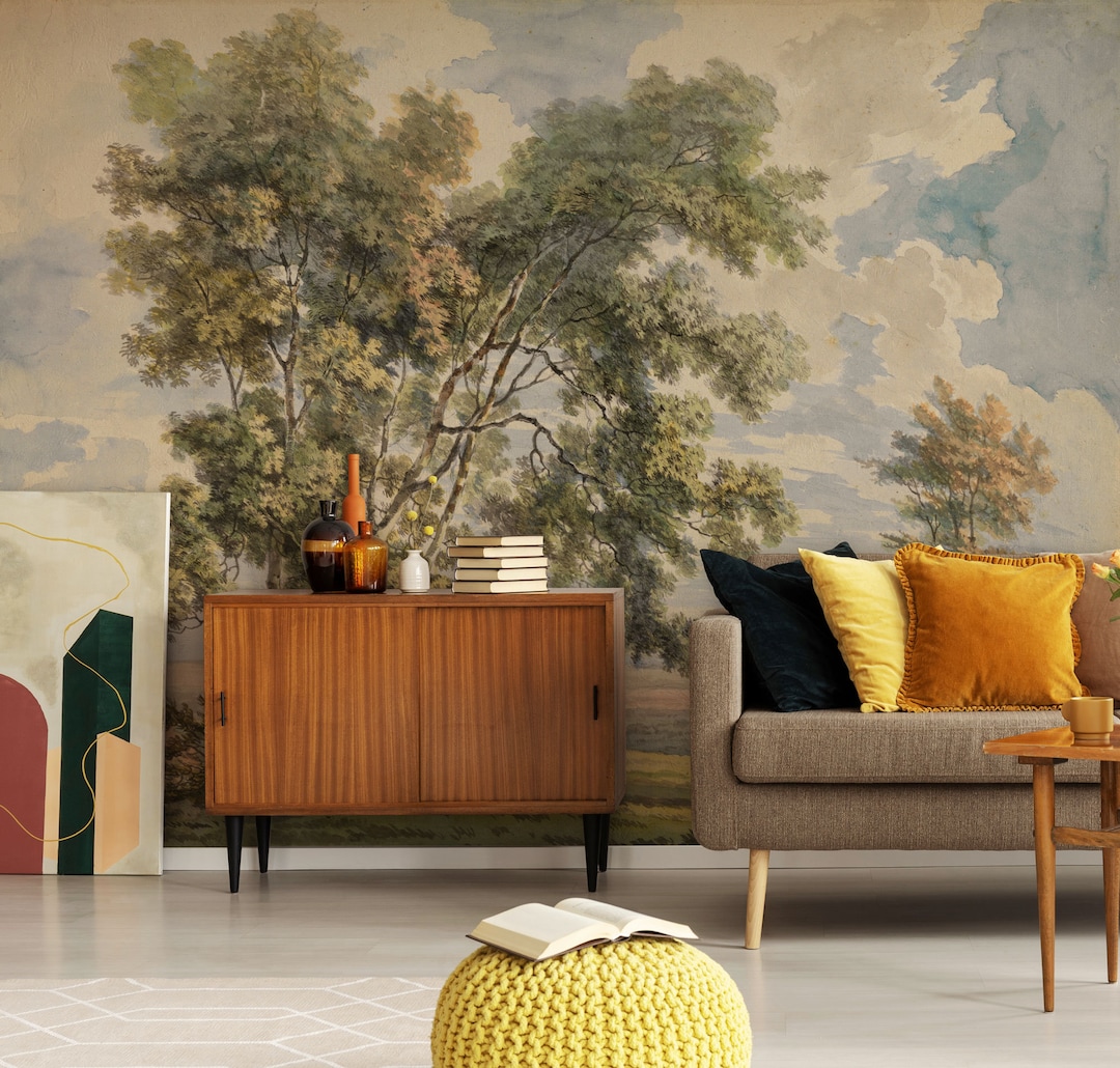 Tree Landscape Wallpaper, Wall Mural, Scenic Wallpaper | Peel and Stick ...