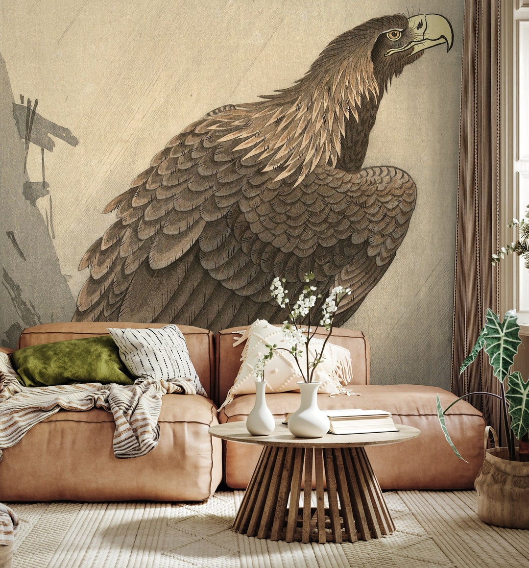Eagle Wall Mural, Bird Wallpaper, Vintage Painting Wall Mural | Peel ...