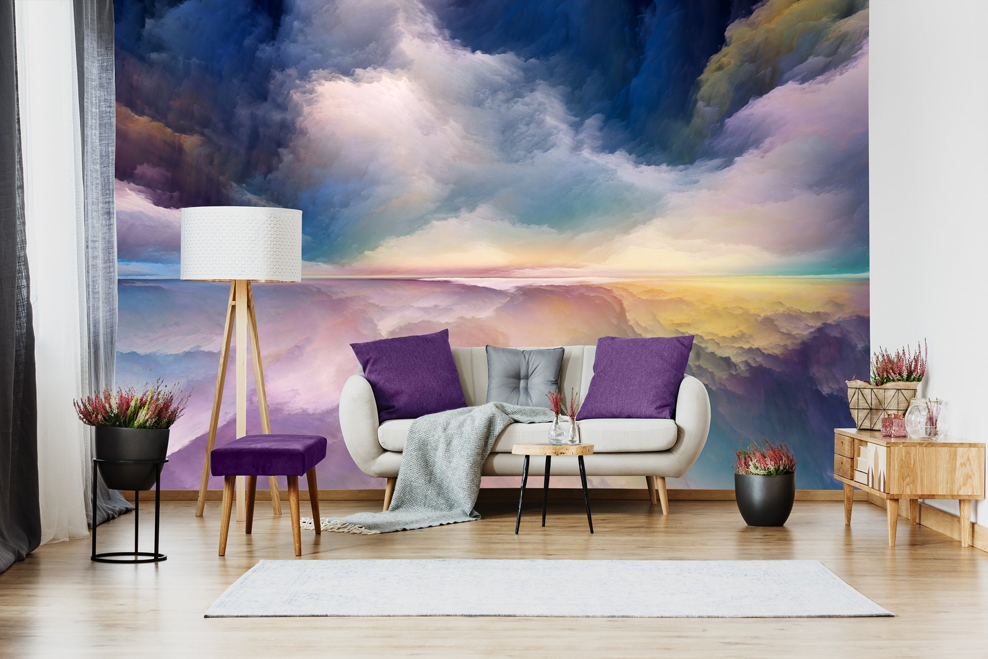 Beautiful Colorful Wallpaper With the Abstract Landscape - Etsy