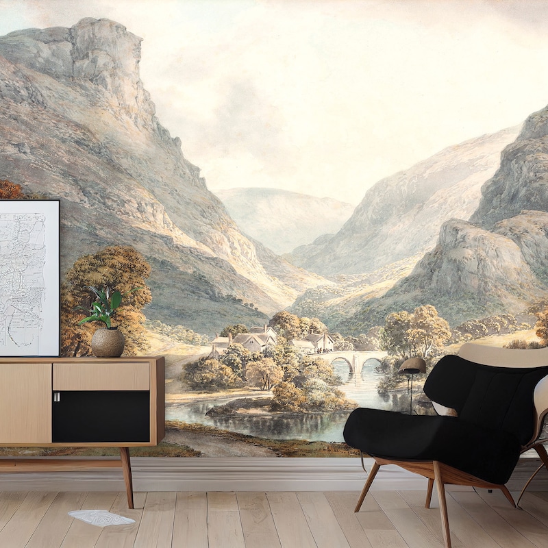 Mountain Mural Wallpaper - Etsy