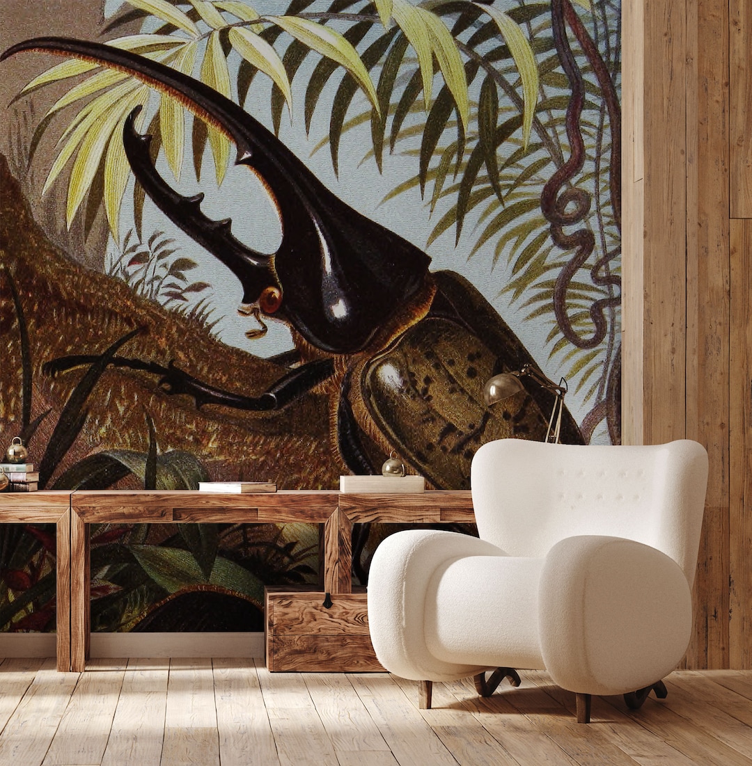 Beetle Wallpaper, Vintage Insect Wall Art Collection | Peel and Stick ...