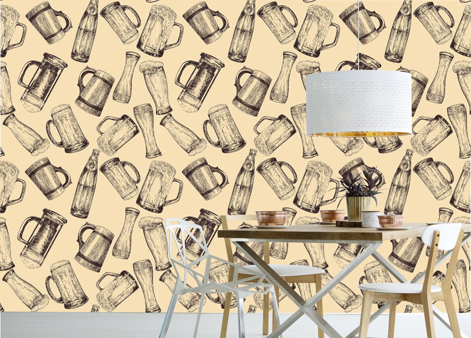 Yellow Pint of Beer Pattern Wallpaper Drink Pattern - Etsy