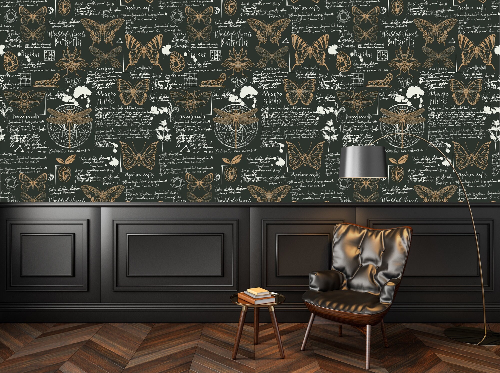 Abstract Wallpaper With Insects Butterflies Beetles - Etsy