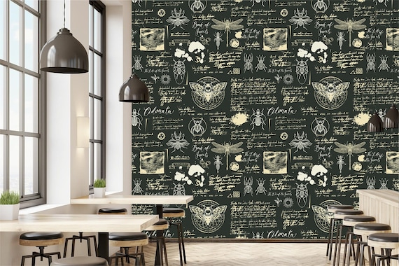 Abstract Wallpaper With Insects Beetles Moths Dragonflies - Etsy