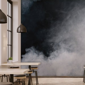 Smoke Accent Wall Clipart, Black and White Home Decor, Peel and Stick ...