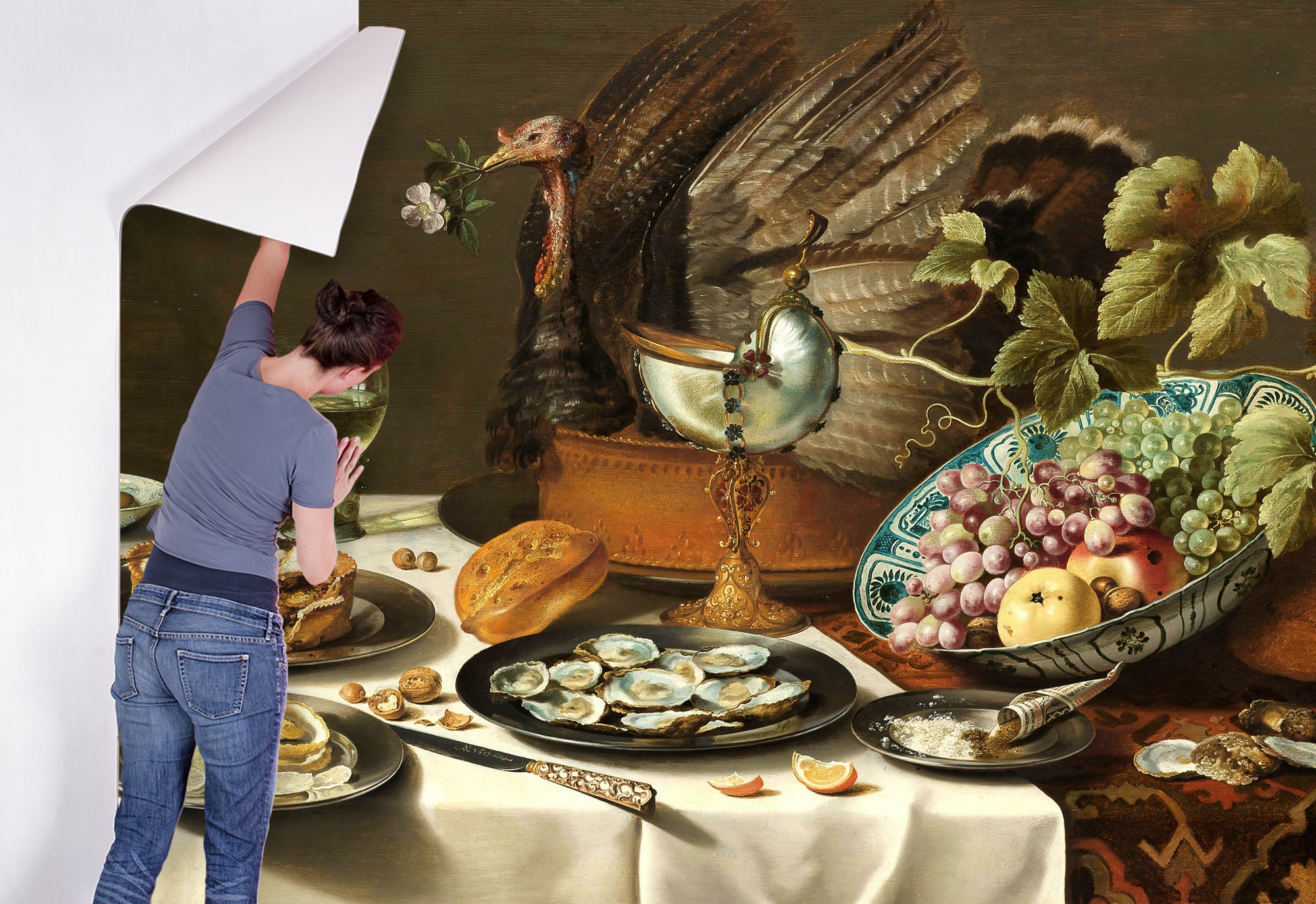 Still Life Dining Table and Turkey Photo Wallpaper Peel & - Etsy