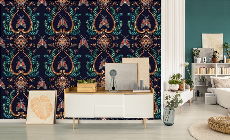Arabian Elements and Insects Wallpaper Self-adhesive - Etsy
