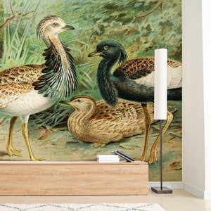 Watercolor Ducks Wallpaper, Bird Pattern, Scenic Wall Art Peel and ...