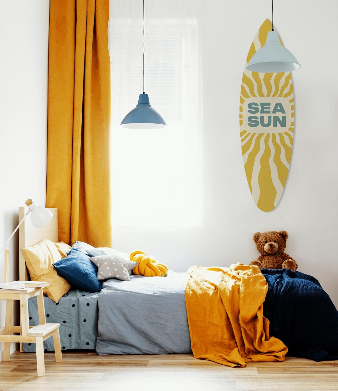 Retro Sun Surfboard Wall Decor, Boho Coastal Art, Dibond Print - Etsy