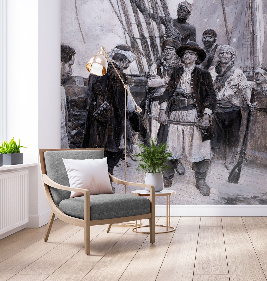 Vintage Pirates Wallpaper Mural, Peel and Stick Vinyl - Etsy
