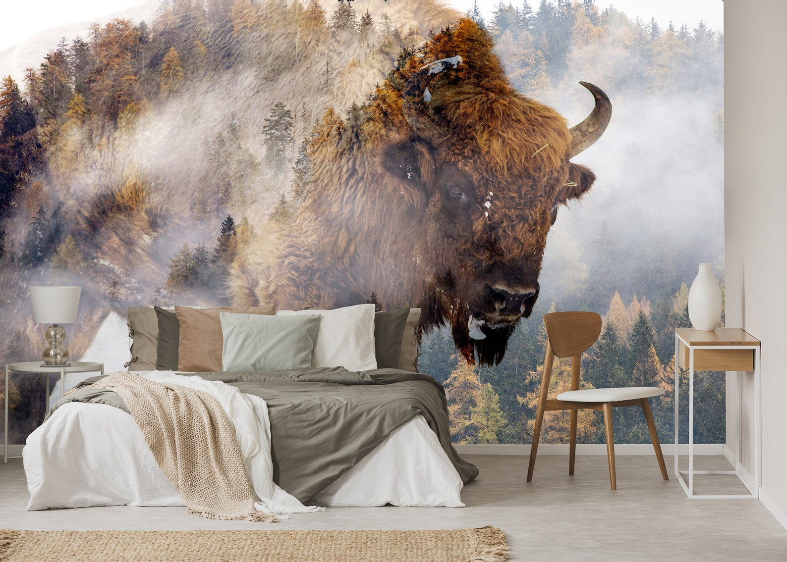 Bison Wall Mural Animal Wallpaper Self-adhesive Removable - Etsy