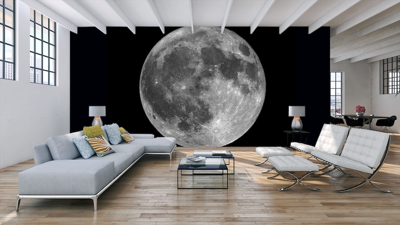 Full Moon Landscape Wallpaper Print Painting Home Decorwall - Etsy