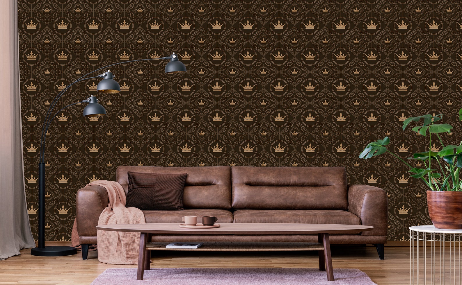 Royal-style Wallpaper on a Dark Background Richly Decorated - Etsy