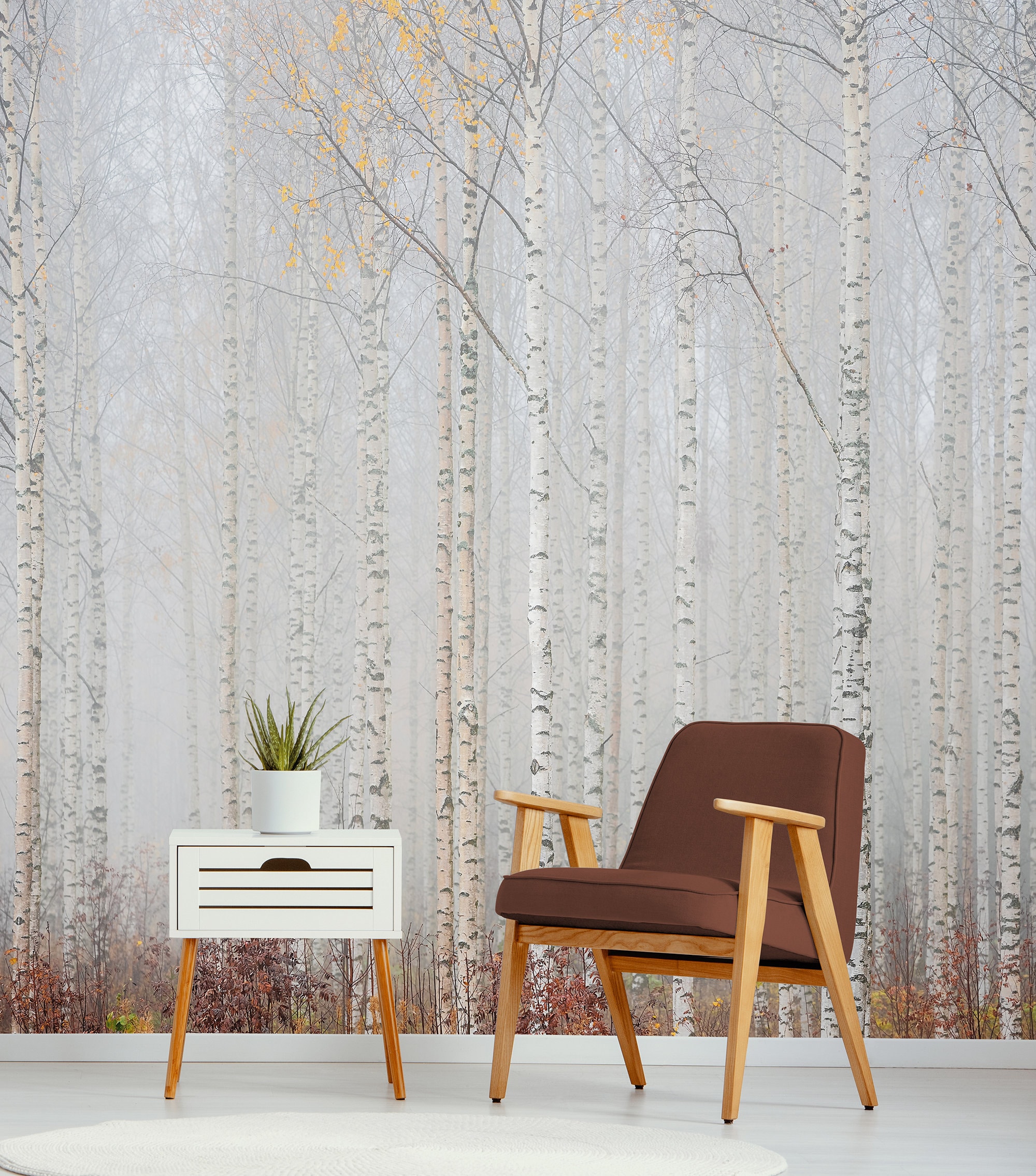 Birch Tree Forest Wallpaper, Self Adhesive, Peel and Stick Floral Wall ...