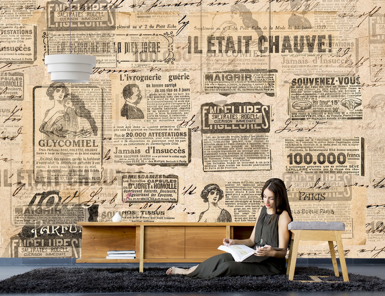 Creative Vintage Wallpaper, Newspaper Strips | Self-adhesive, Removable ...