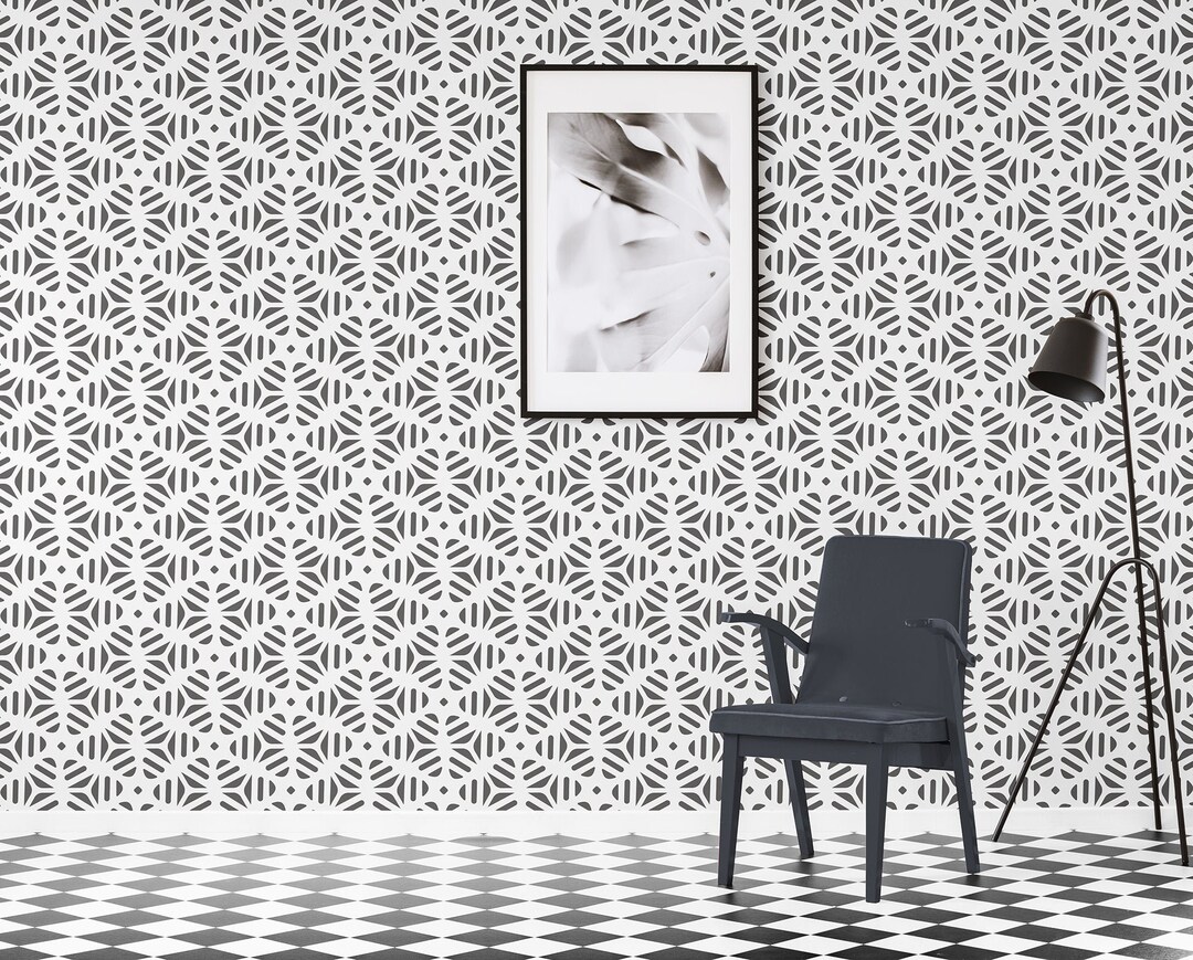 White and Gray Vector Pattern Wallpaper, Peel & Stick, Self Adhesive ...