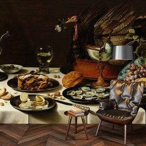 Still Life Dining Table and Turkey Photo Wallpaper, Peel & Stick ...