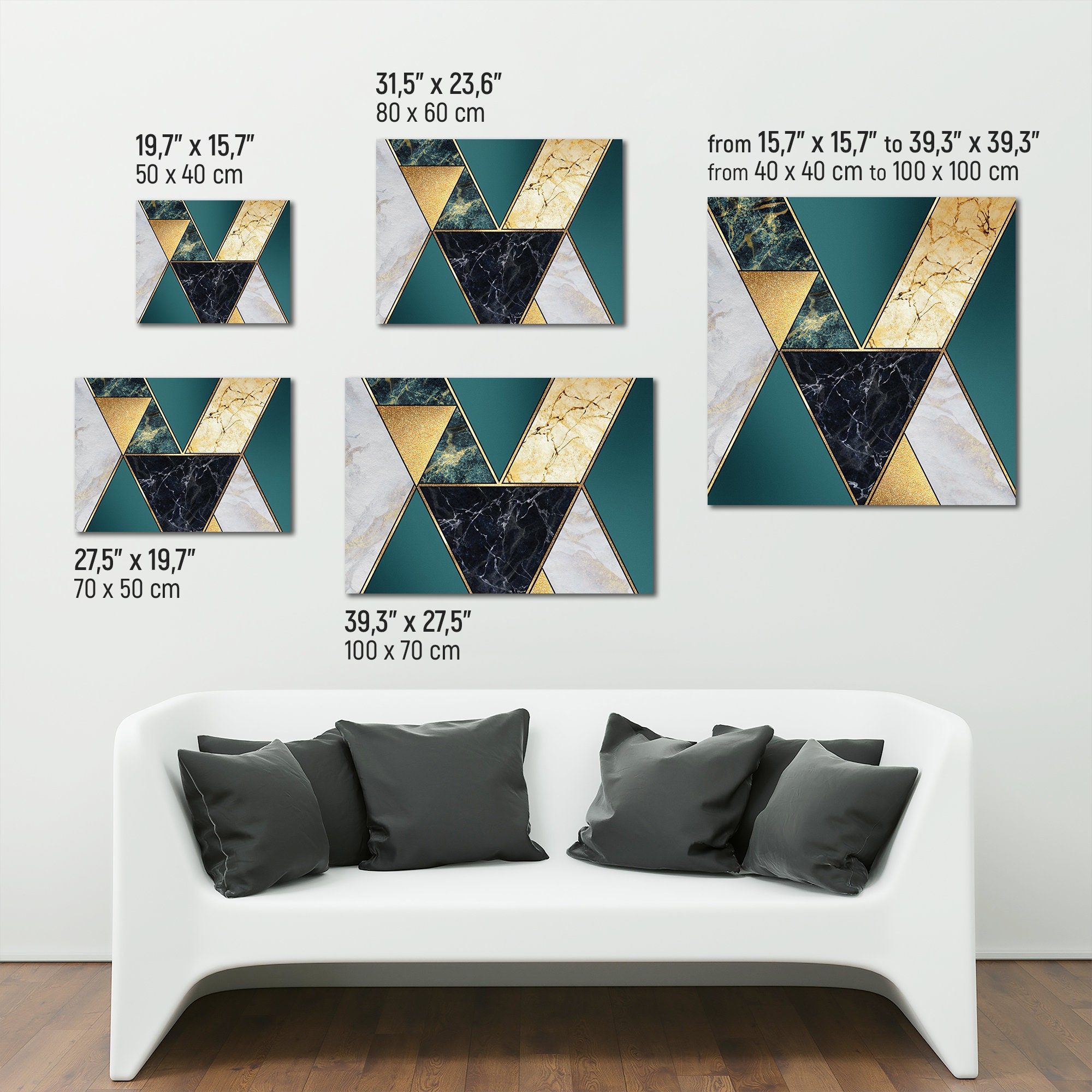 Geometric Pattern With Triangles and Parallelograms Canvas - Etsy