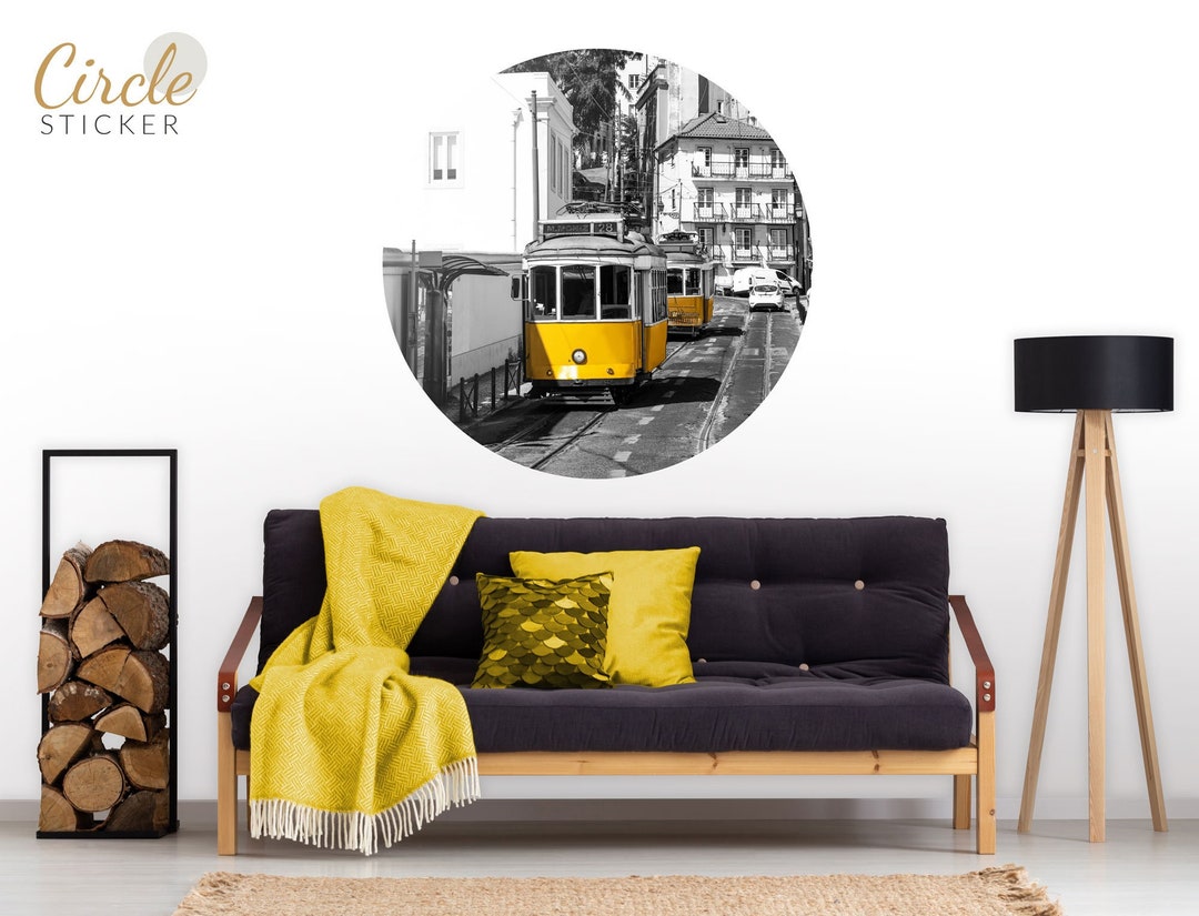 Tram Sticker, Portugal, Lisbon City Decal, Room Wall Decor, Circle Wall ...