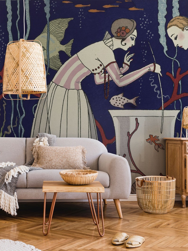 The Stunning Little Fish Wallpaper by Georges Barbier Peel - Etsy