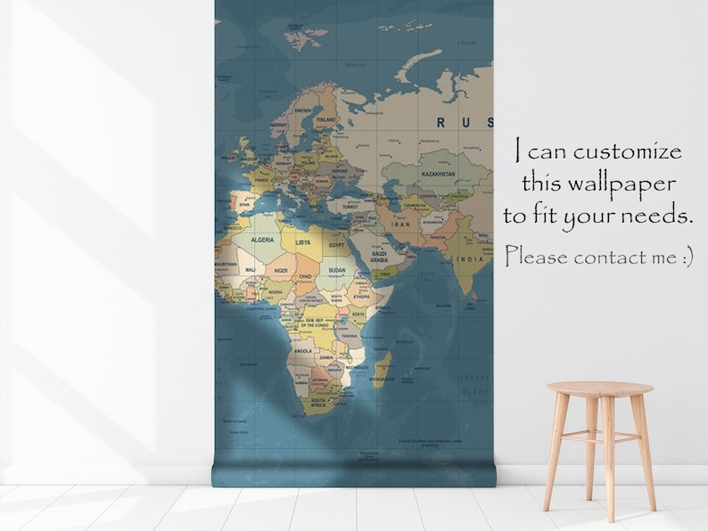 World map muralprint paintinghome decorwall decalremovable | Etsy