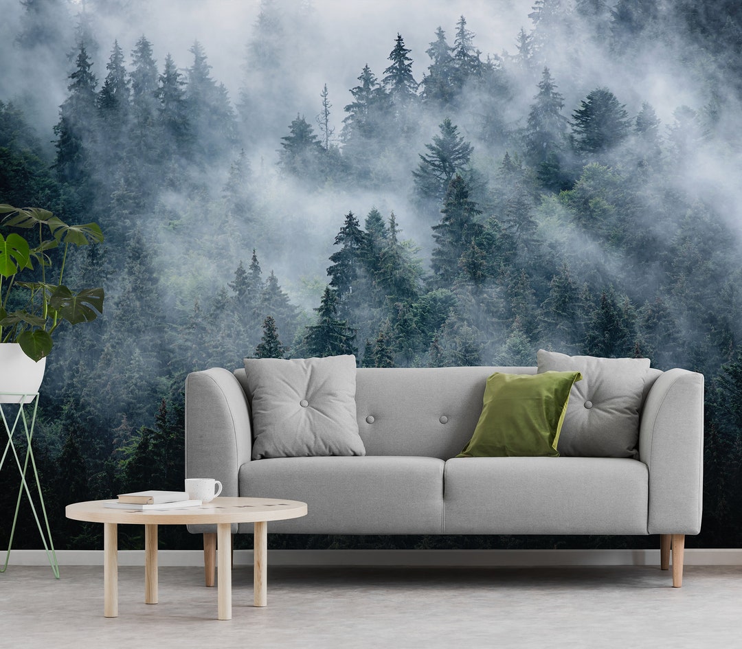 Misty Mounain Forest, Self Adhesive, Peel and Stick Wall Mural - Etsy