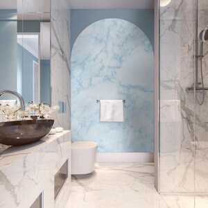 Blue Marble Arch Sticker, Peel and Stick Wallpaper, Arch Wall Decal ...