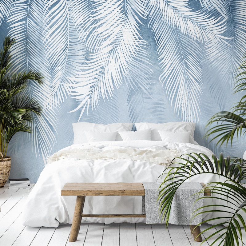Palm Leaf Wall Mural - Etsy