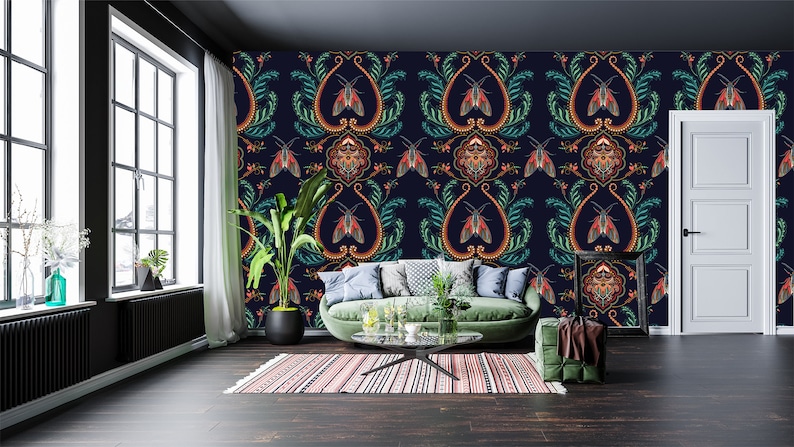 Arabian Elements and Insects Wallpaper Self-adhesive - Etsy