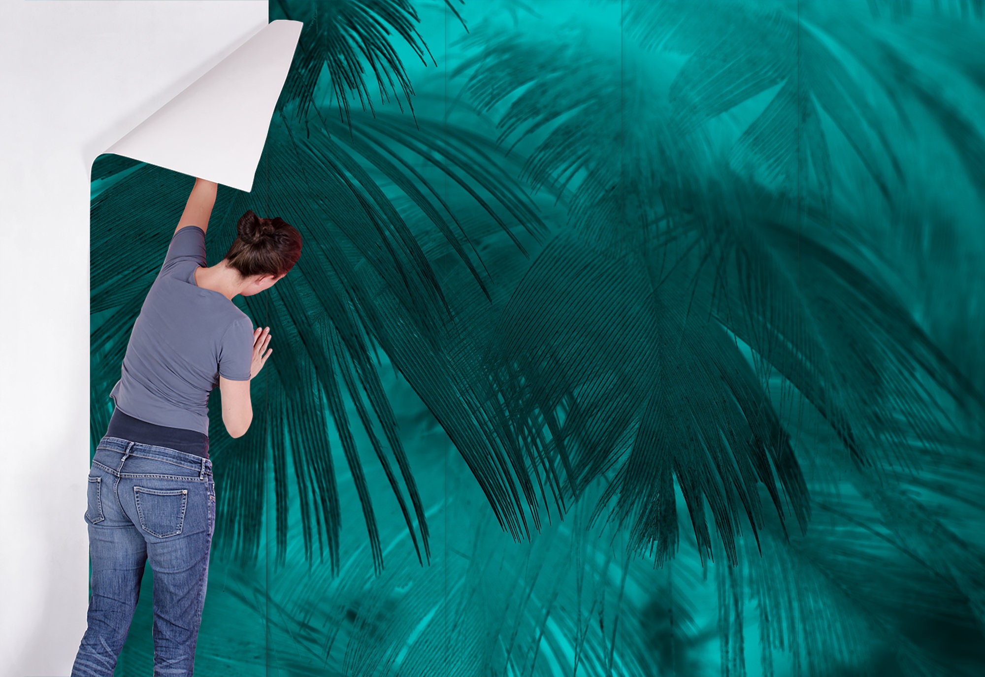 Dark Green Abstract Feathers Self Adhesive Peel and Stick - Etsy