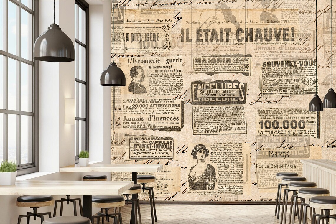Creative Vintage Wallpaper Newspaper Strips Self-adhesive - Etsy