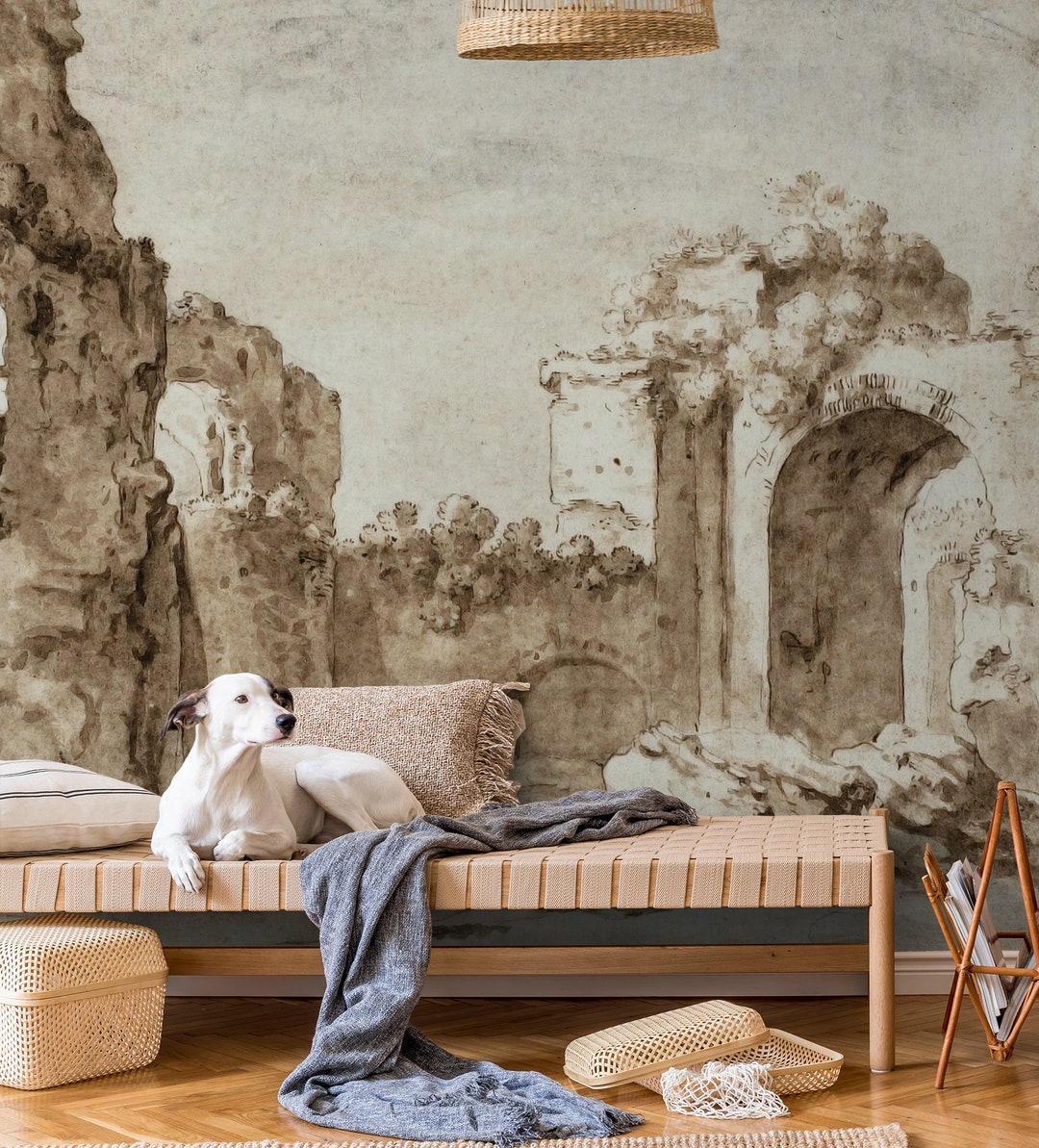 Vintage Ancient Ruins Wallpaper Mural, Peel and Stick or Non Adhesive ...