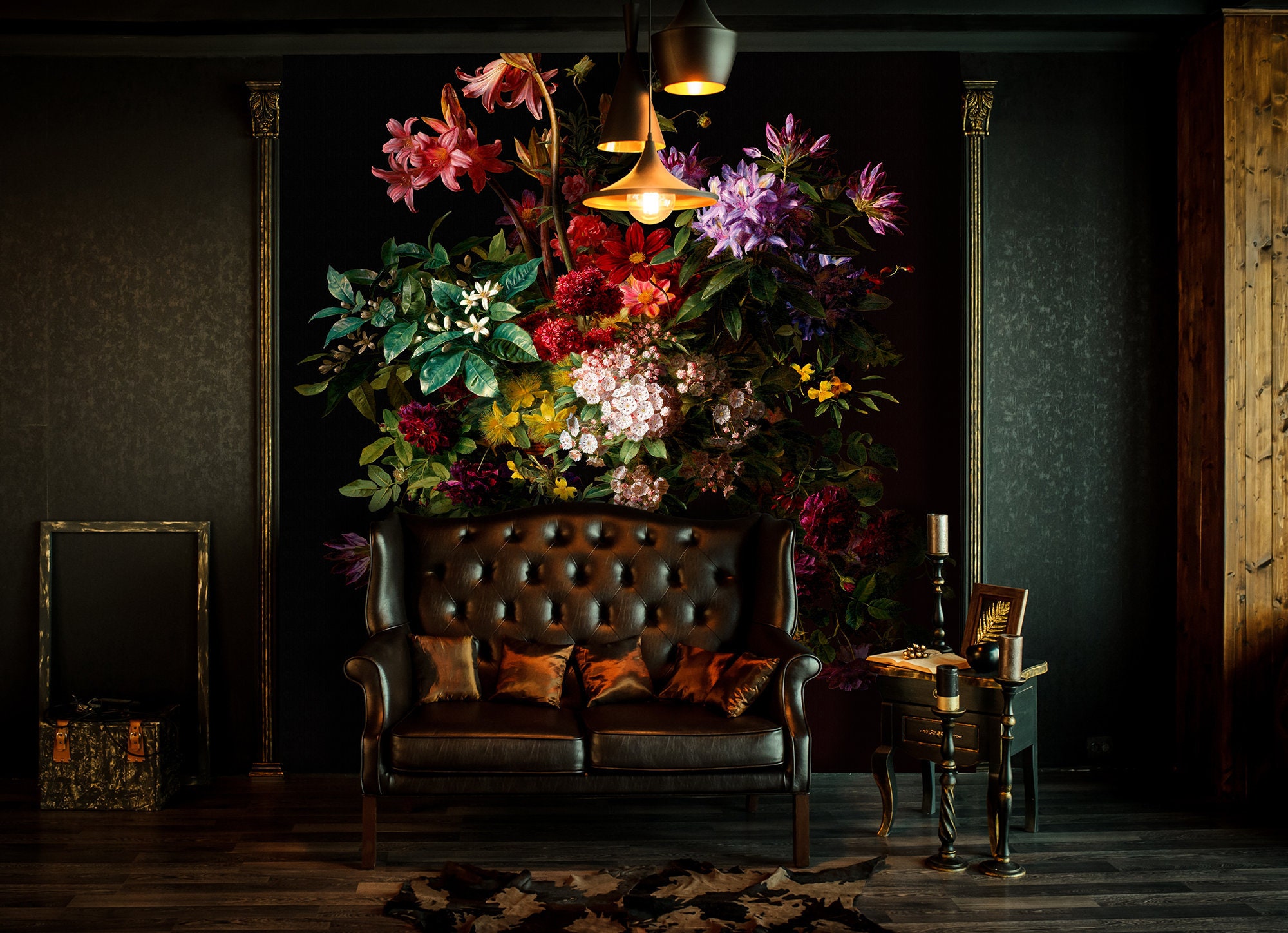 Bouquet of Colorful Flowers, Floral Motive Wallpaper, Peel & Stick ...