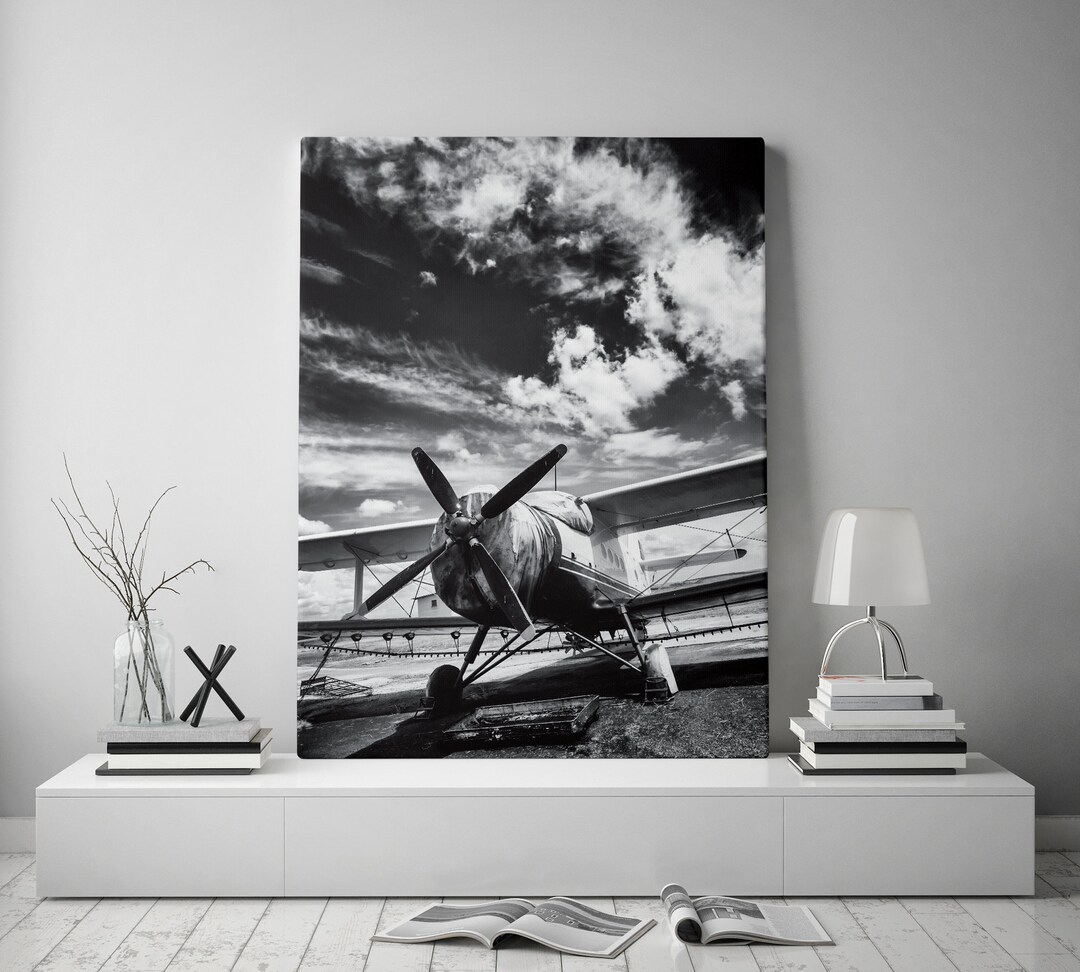 Grayscale Airplane Canvas Print, Modern Wall Art (FOR SELF ASSEMBLY) - Etsy