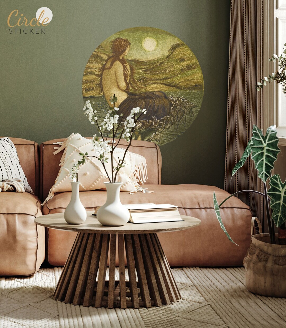 Vintage Female Painting Wall Sticker, Baroque Art Wall Decor, Room Wall ...