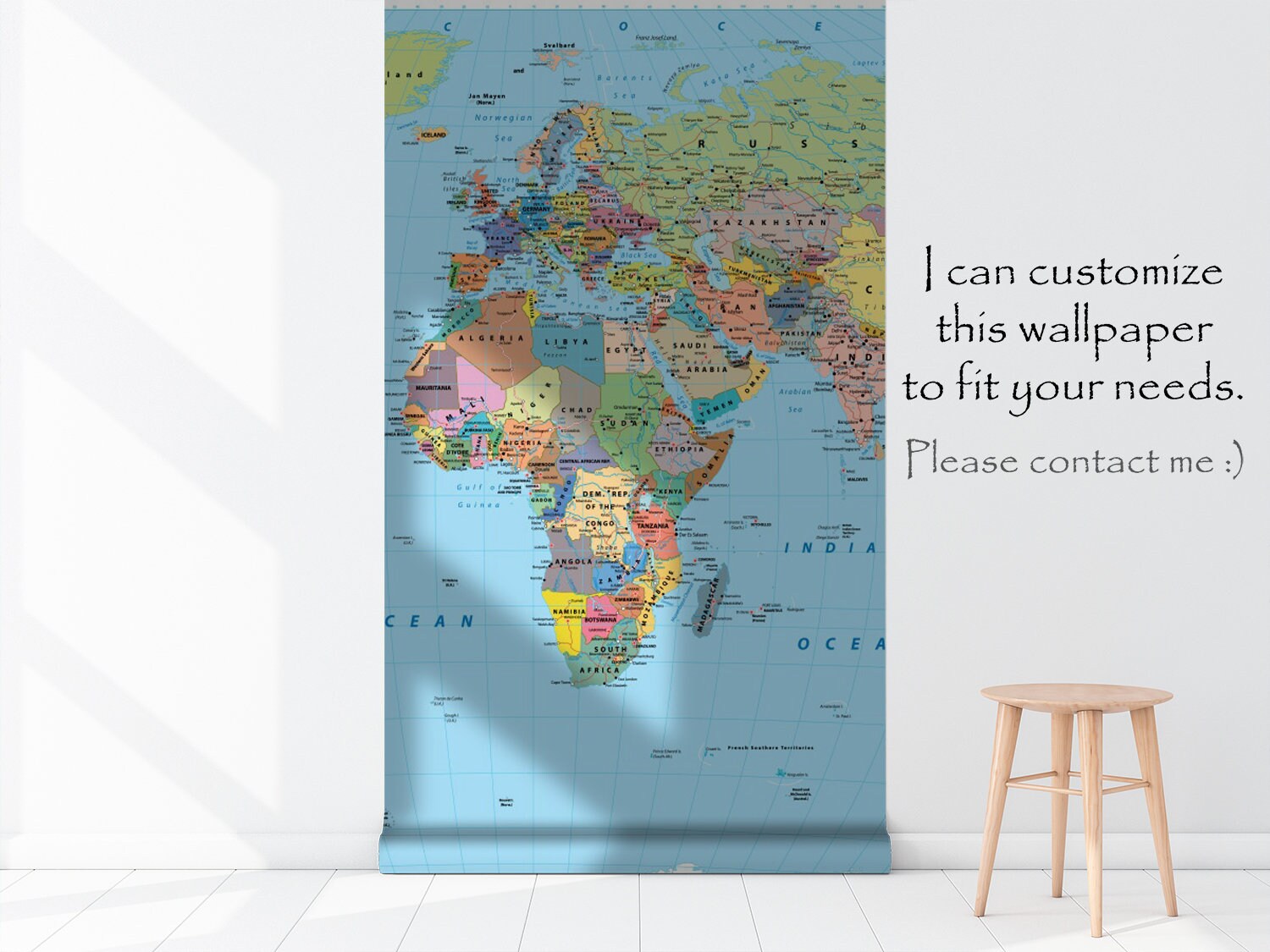 World Map Mural,print Painting,home Decor,wall Decal,removable Peel and ...