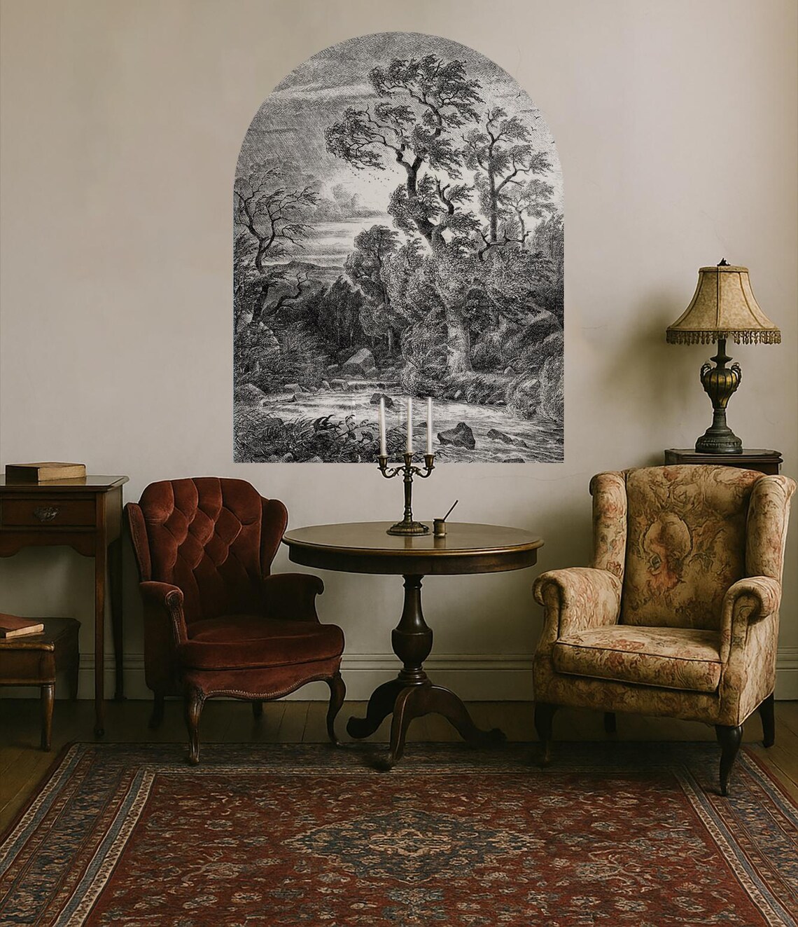 Black & White Landscape Arch Wall Decal, Peel and Stick Wallpaper - Etsy