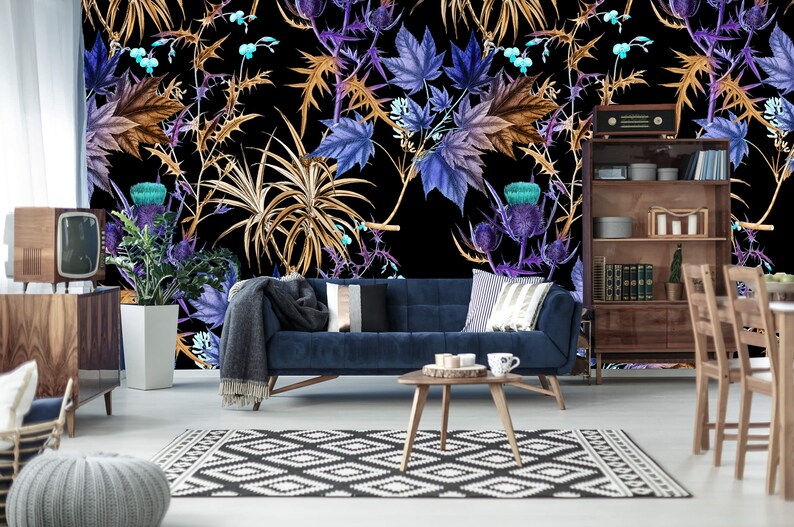 Wallpaper With a Leafy Pattern, Colorful Beautiful Leaves, Tropical ...