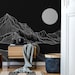 Dark Abstract Mountain & Moon Wallpaper Modern Wall Mural - Etsy