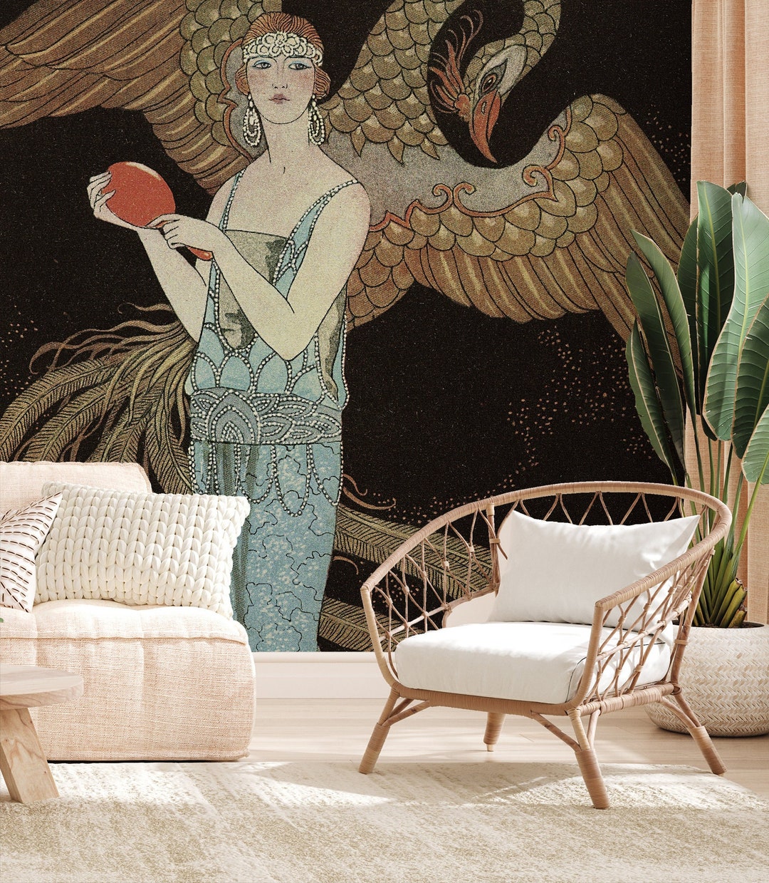Art Deco Wall Mural, Vintage Style Wallpaper, Painting Wall Art With ...