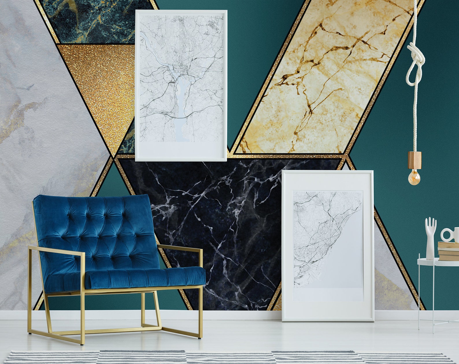 Geometric Wallpaper With Triangles and Parallelograms Self | Etsy