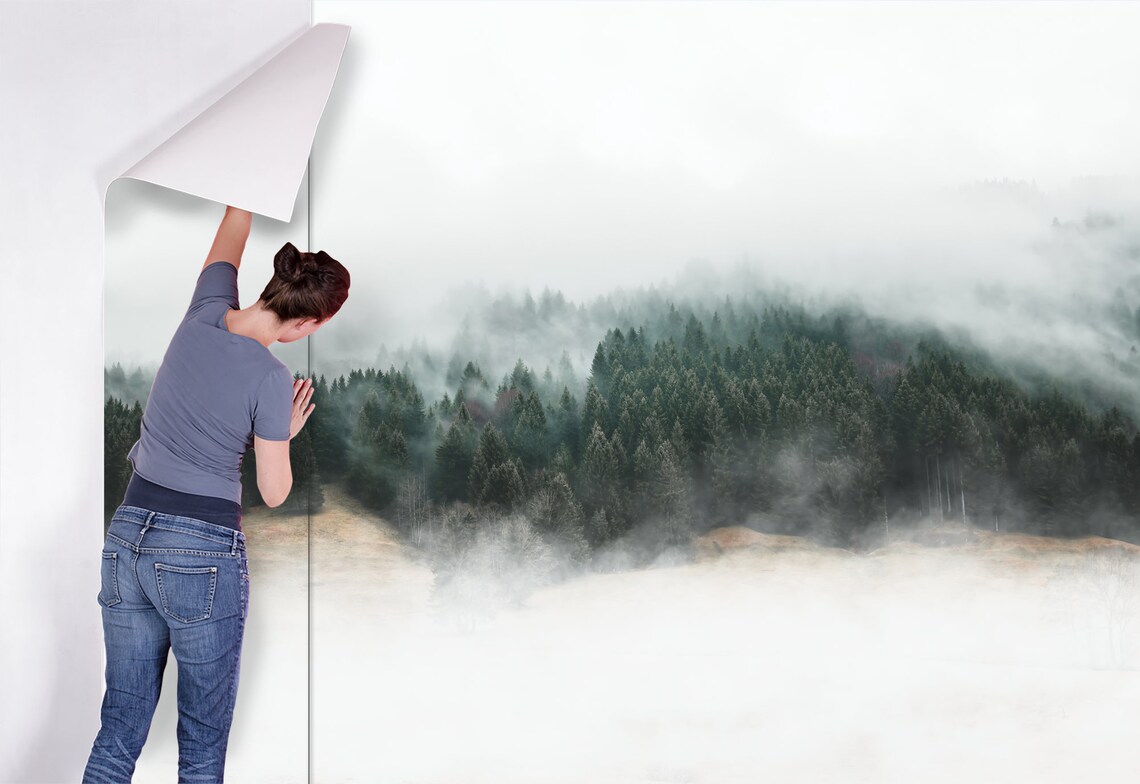 Trees in the Mist Misty Forest Self Adhesive Peel and Stick - Etsy