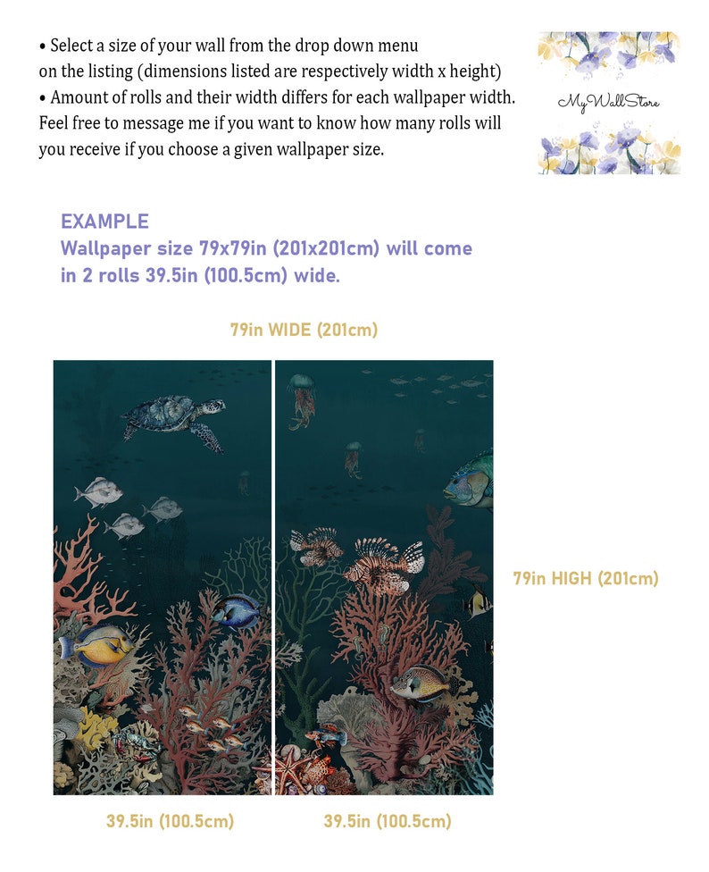 Coral Reef Wallpaper Mural, Dark Underwater World, Peel and Stick - Etsy
