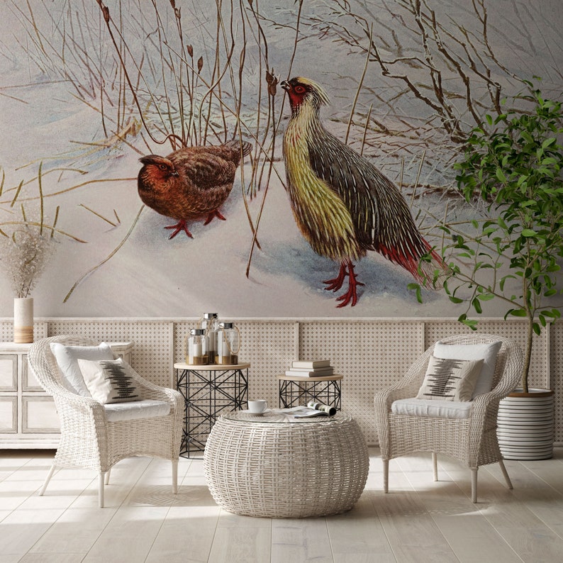 Two Wild Birds Wallpaper Bird Wallpaper Nature Wallpaper - Etsy