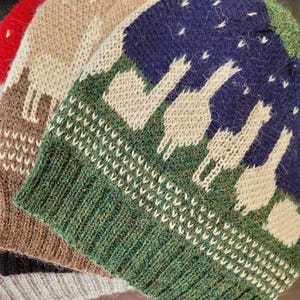 Alpaca Pattern Hand Knit Hats - Etsy