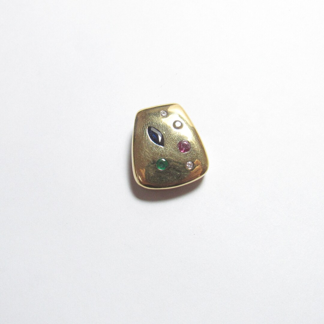 FRANZ BREUNING 18K Yellow Gold Natural Gemstone and Diamond Pendant 0. ...